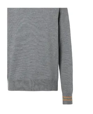 Burberry Icon Stripe Trim Crew Neck Pullover