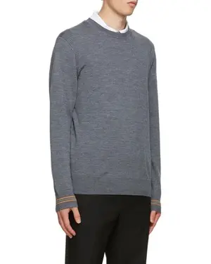 Burberry Icon Stripe Trim Crew Neck Pullover