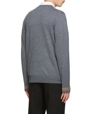 Burberry Icon Stripe Trim Crew Neck Pullover