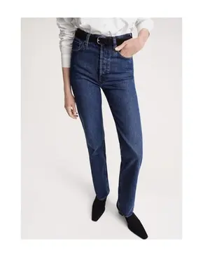 TOTEME High-waisted Straight Leg Jeans With Logo Patch