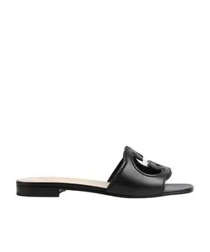 Gucci Logo Cut-out Flat Sandals - Black