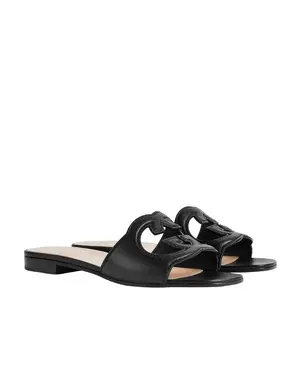 Gucci Logo Cut-out Flat Sandals - Black