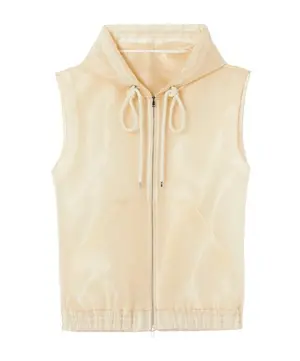 Plan C Hooded Zipper Vest - Nude