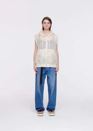 Plan C Hooded Zipper Vest - Nude