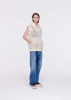 Plan C Hooded Zipper Vest - Nude