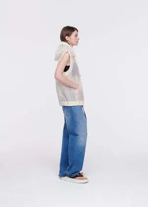 Plan C Hooded Zipper Vest - Nude