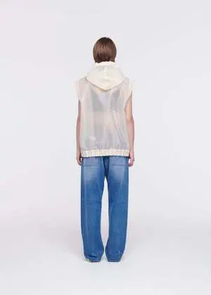 Plan C Hooded Zipper Vest - Nude