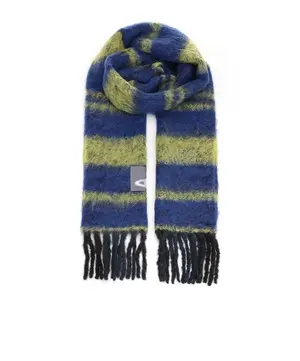 VIVIENNE WESTWOOD Logo Patch Fringed Scarf - Blue