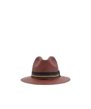 Max Mara Logo Plaque Panama Hat - Red