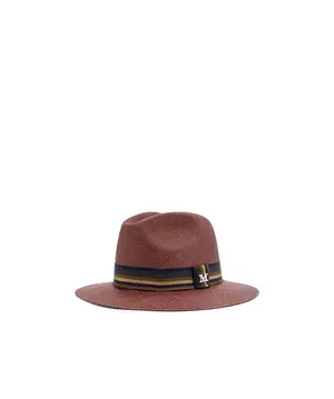 Max Mara Panama Hat With Logo Plaque - Red