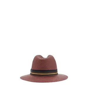 Max Mara Panama Hat With Logo Plaque - Red