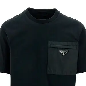 Prada Logo Patch Pocket T-shirt - Black