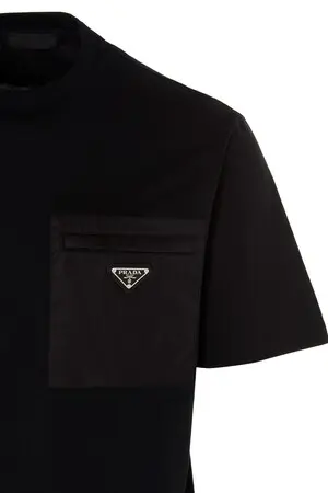 Prada Logo Patch Pocket T-shirt - Black