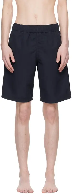 Palm Angels Logo Printed Elastic Waist Swim Shorts - Black