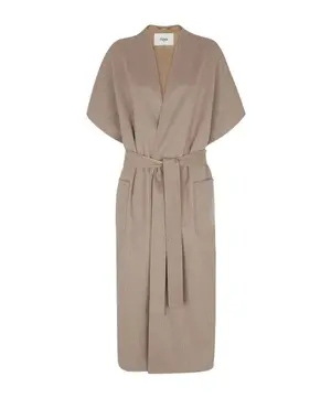 Fendi Short Sleeved V-neck Belted Coat - No