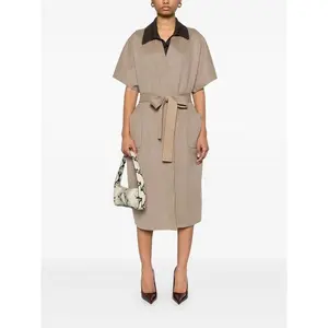 Fendi Short Sleeved V-neck Belted Coat