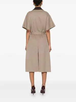 Fendi Short Sleeved V-neck Belted Coat