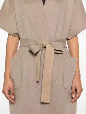 Fendi Short Sleeved V-neck Belted Coat