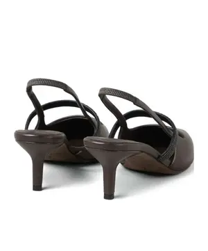 Brunello Cucinelli Monile Pointed-toe Slingback Pumps - Black