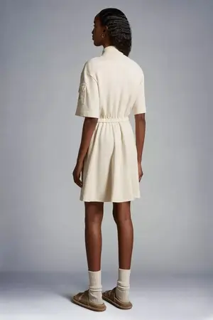 Moncler Logo Patch Two-way Zipped Dress - Cream