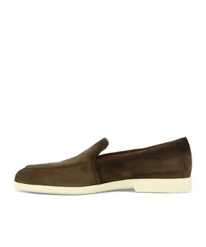 Santoni Round Toe Flat Loafers - Brown