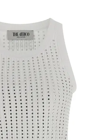 Attico Ribbed Rhinestone Tank Top