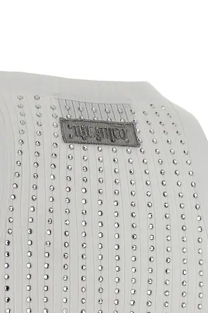 Attico Ribbed Rhinestone Tank Top