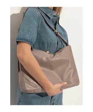 Furla Sfera Logo Debossed Medium Shoulder Bag - Nude