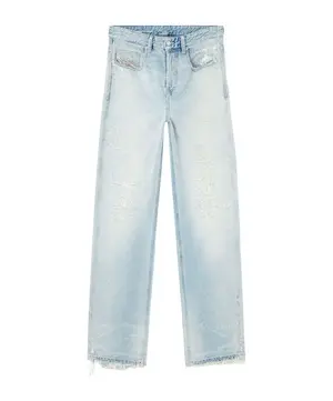 DIESEL® 2001 D-macro Distressed Wide Leg Jeans - Light Blue