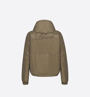 Dior Embroidered Logo Hooded Jacket - Brown