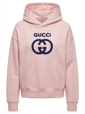 Gucci Logo Embroidered Jersey Hoodie