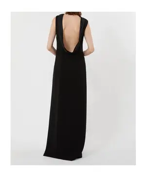 Max Mara Long Sleeveless Dress With Deep V-back - Black