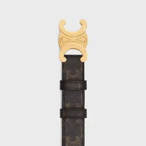 Celine Triomphe Belt In Triomphe Canvas - Brown