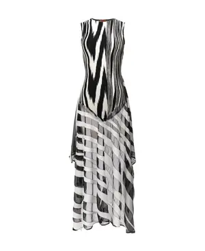 Missoni Sleeveless Jumpsuit With All-over Pattern And Round Collar - Gray