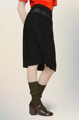 MAISON MARGIELA Deconstructed Pencil Skirt With Sheer Panel - Black