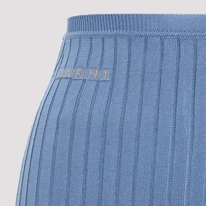Marni Jacquard Logo Ribbed Maxi Skirt - Blue