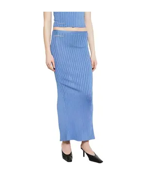 Marni Jacquard Logo Ribbed Maxi Skirt - Blue