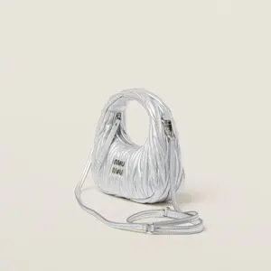 Miu Miu Wander Matelassé Nappa Leather Hobo Mini Bag - Silver