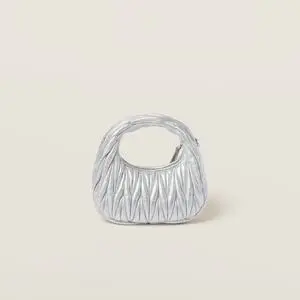 Miu Miu Wander Matelassé Nappa Leather Hobo Mini Bag - Silver