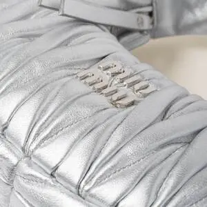 Miu Miu Wander Matelassé Nappa Leather Hobo Mini Bag - Silver