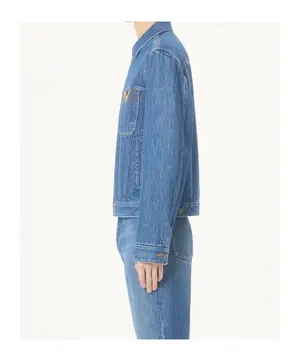 Valentino Garavani Denim Jacket With Vgold Logo - Medium Blue