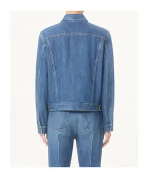 Valentino Garavani Denim Jacket With Vgold Logo - Medium Blue