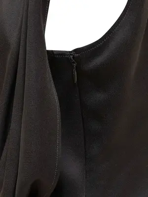 JIL SANDER Gathered V-back Satin Top - Black