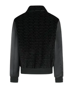 Balmain Velvet Logo Bomber Jacket