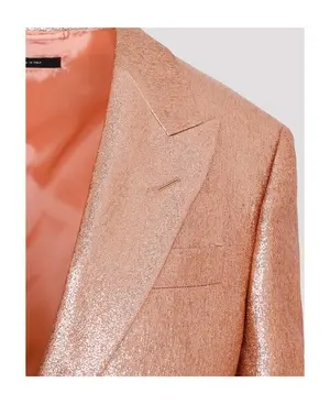 TOM FORD Single-breasted Glitter Detailed Blazer - Nude