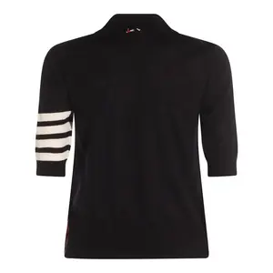 Thom Browne 4-bar Button Detail Short Sleeve Polo - Blue