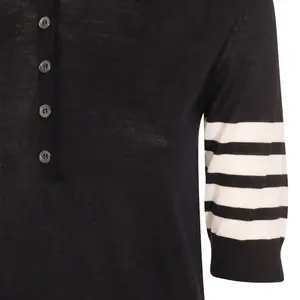 Thom Browne 4-bar Button Detail Short Sleeve Polo - Blue