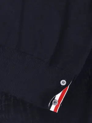 Thom Browne 4-bar Button Detail Short Sleeve Polo - Blue