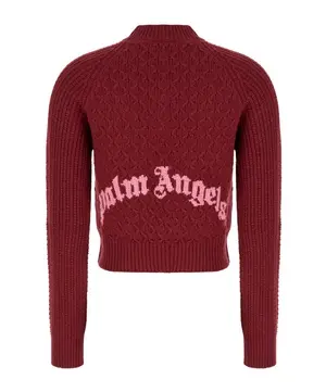 Palm Angels Curved-logo Ribbed-panel Sweater