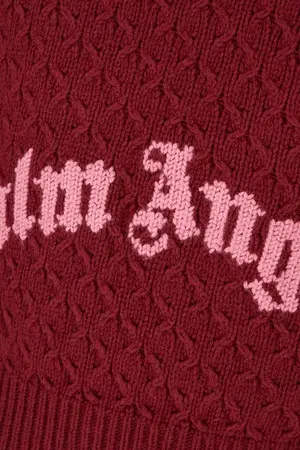Palm Angels Curved-logo Ribbed-panel Sweater